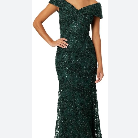 Xscape | Dresses | Xscape Green Sequin Offshoulder Gown | Poshmark